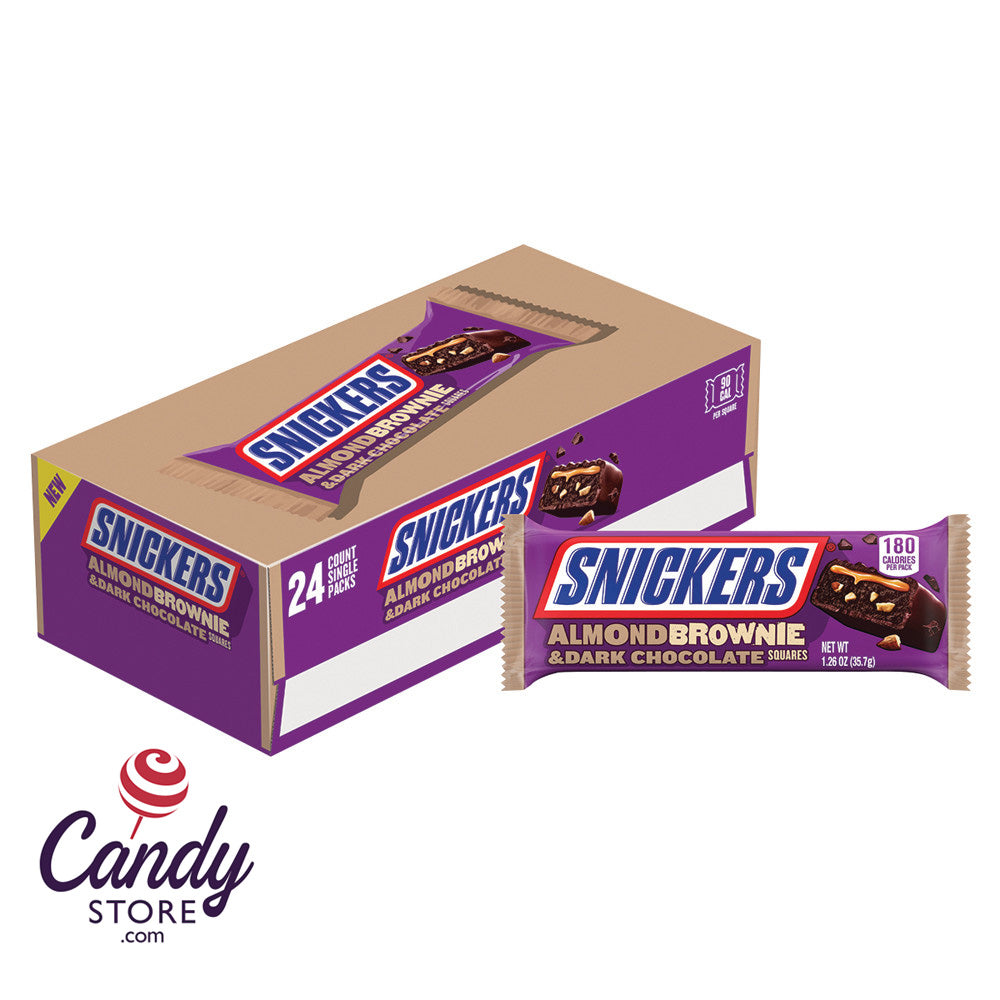 Snickers Brownie Squares Dark Chocolate Almond 24ct - CandyStore.com