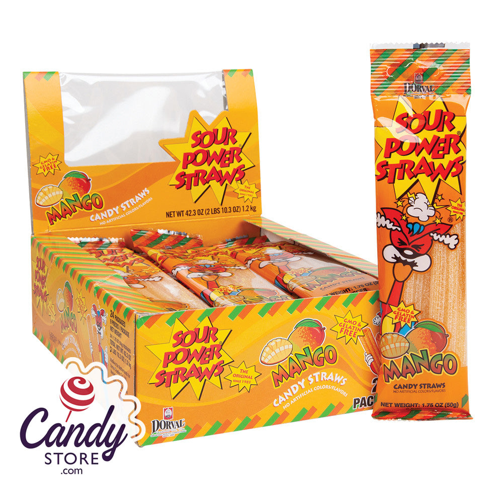 Sour Power Straws Mango 24ct - CandyStore.com