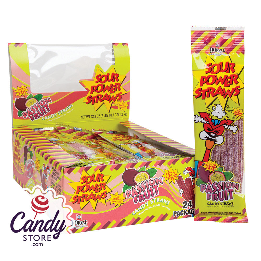 Sour Power Straws Passion Fruit 24ct - CandyStore.com