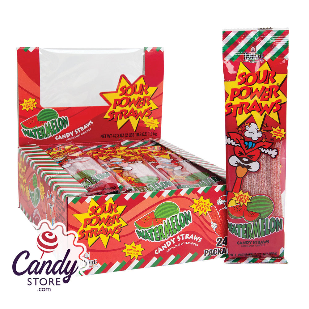 Sour Power Straws Watermelon 24ct - CandyStore.com