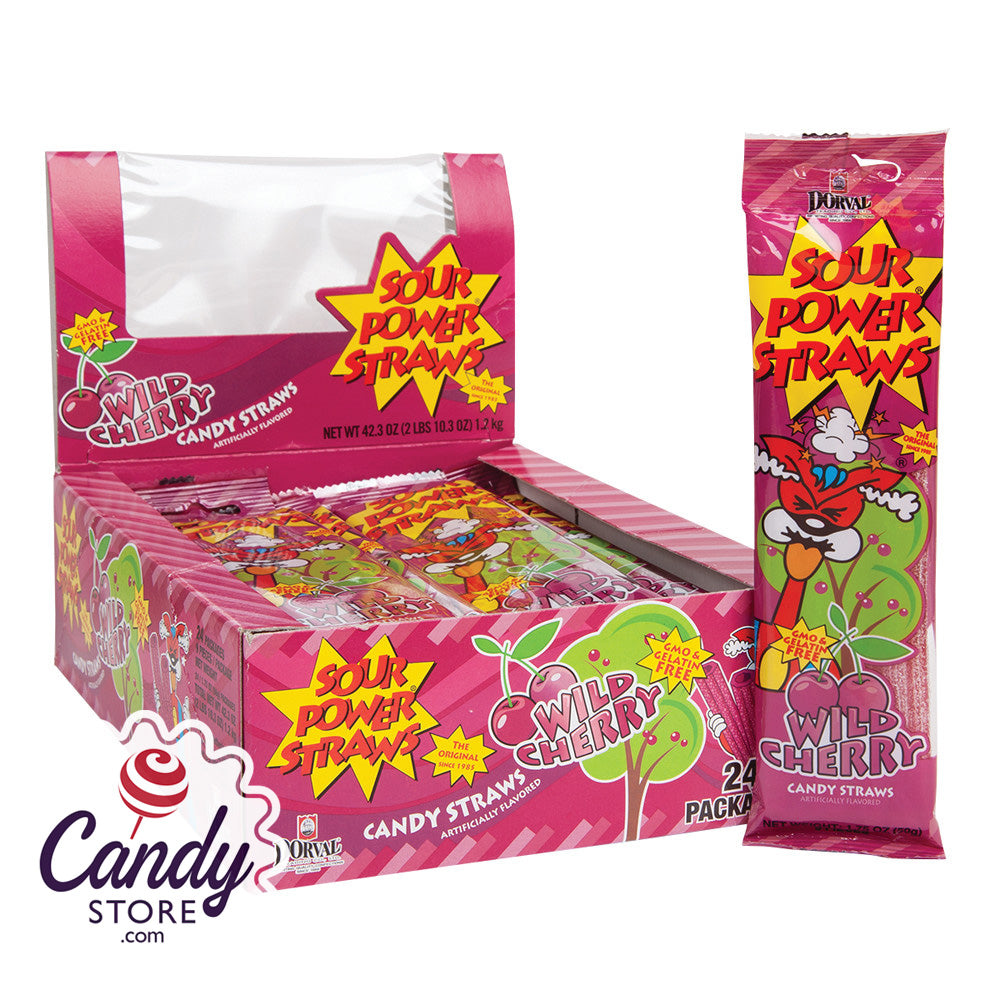 Sour Power Straws Wild Cherry 24ct - CandyStore.com