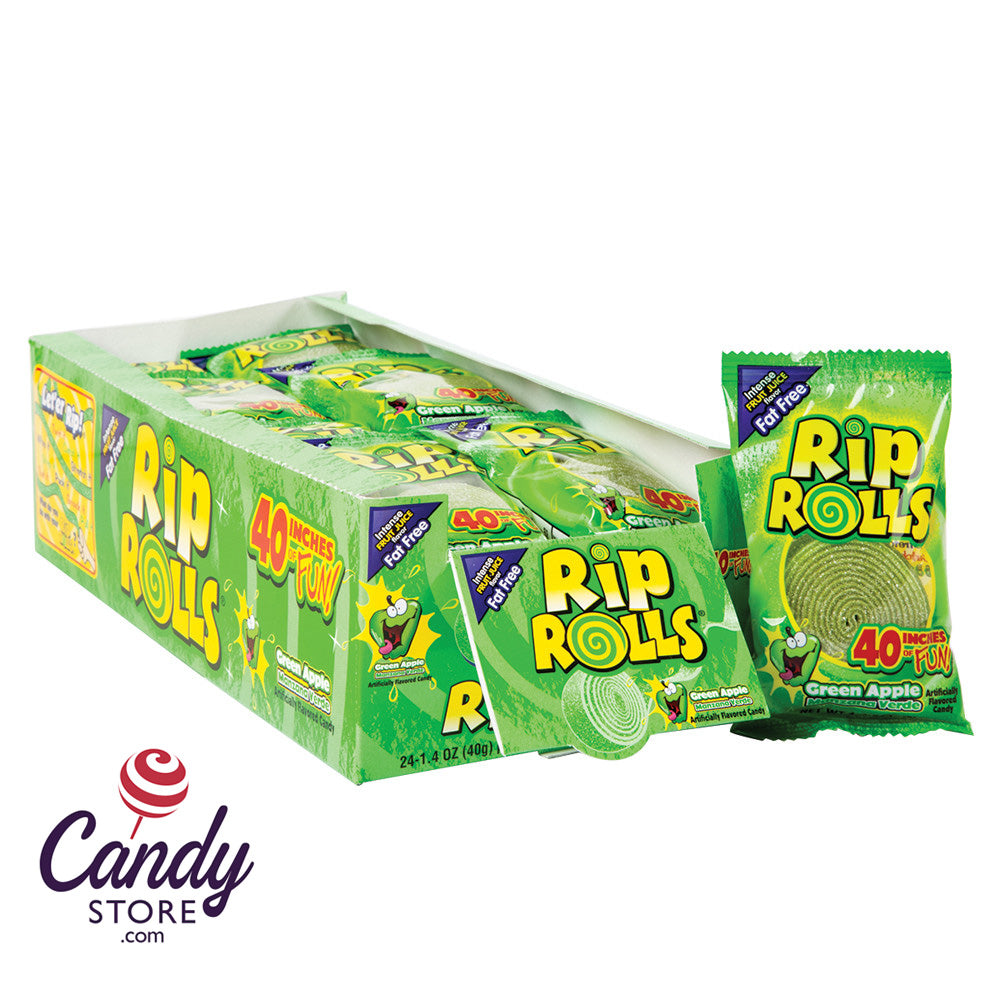 Sour Rip Rolls Apple Candy 24ct - CandyStore.com
