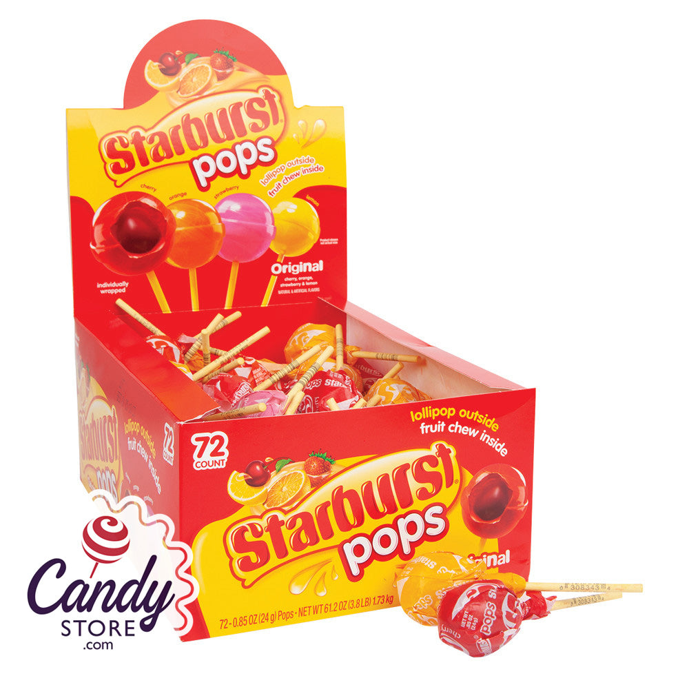 Starburst Pops Fruit Chew Center Lollipops 72ct - CandyStore.com