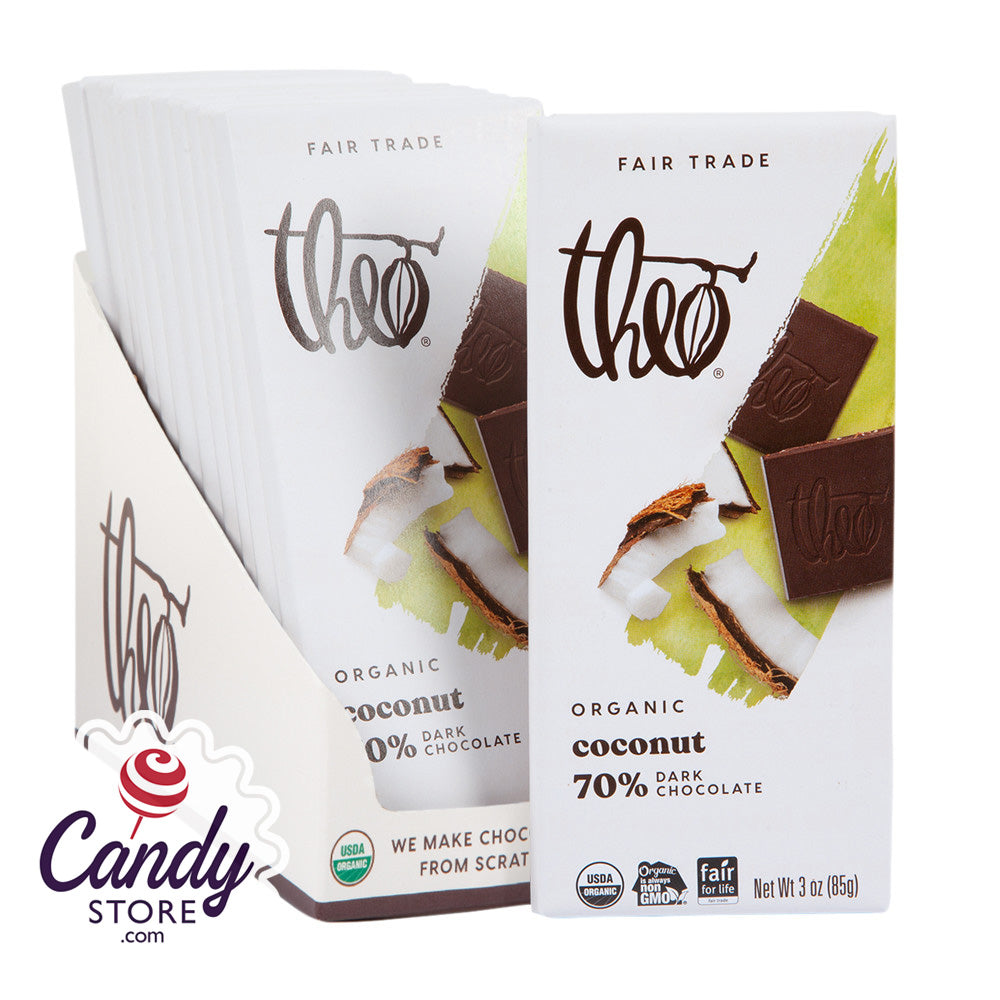 Theo Dark Chocolate Coconut Bars 12ct - CandyStore.com