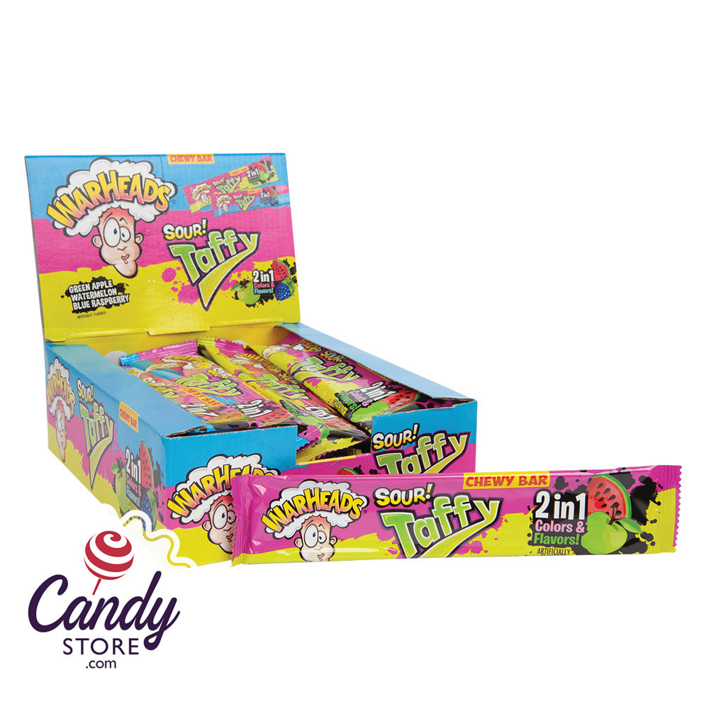 Warheads Sour Taffy 2-in-1 Taffy Chewy Bars 24ct - CandyStore.com