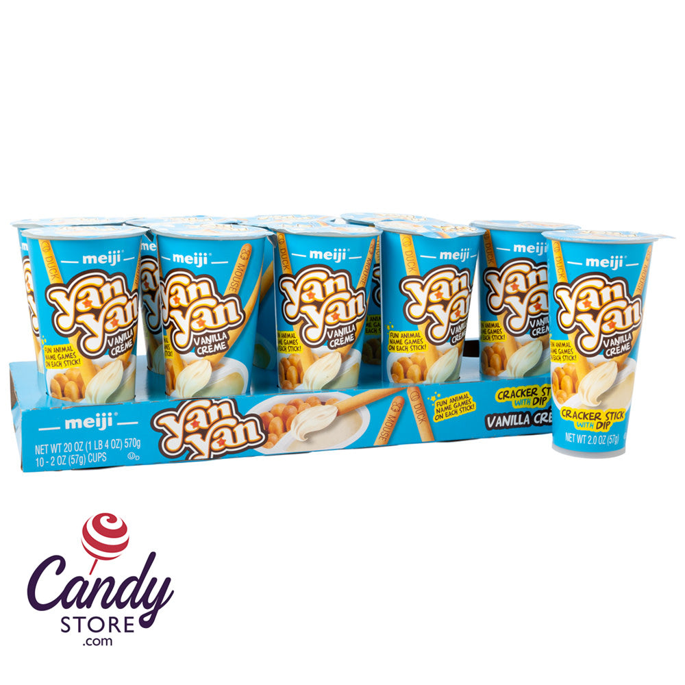 Yan Yan Cracker Stick w Vanilla Creme Dip Meiji 10ct - CandyStore.com