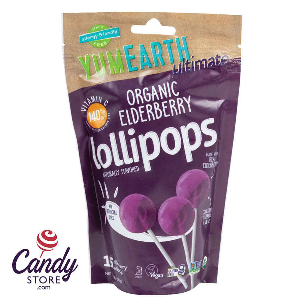 Yum Earth Organic Elderberry Lollipops 6ct - CandyStore.com